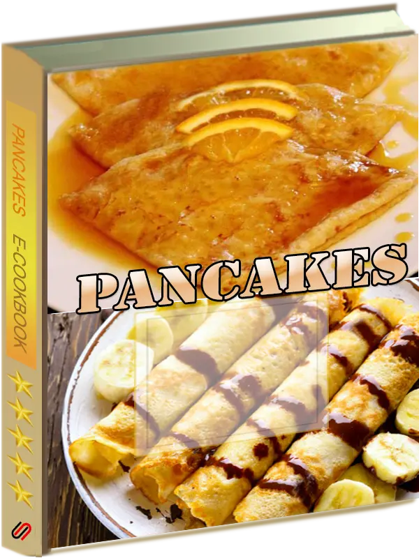 Page turner digital e-cookbooks showing recipes from pancake